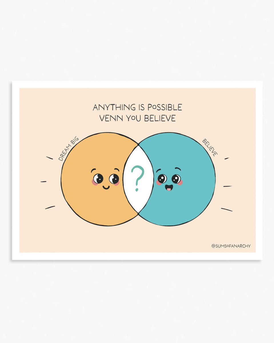 Fun Maths Pun A6 Postcard - Venn You Believe – Sums of Anarchy