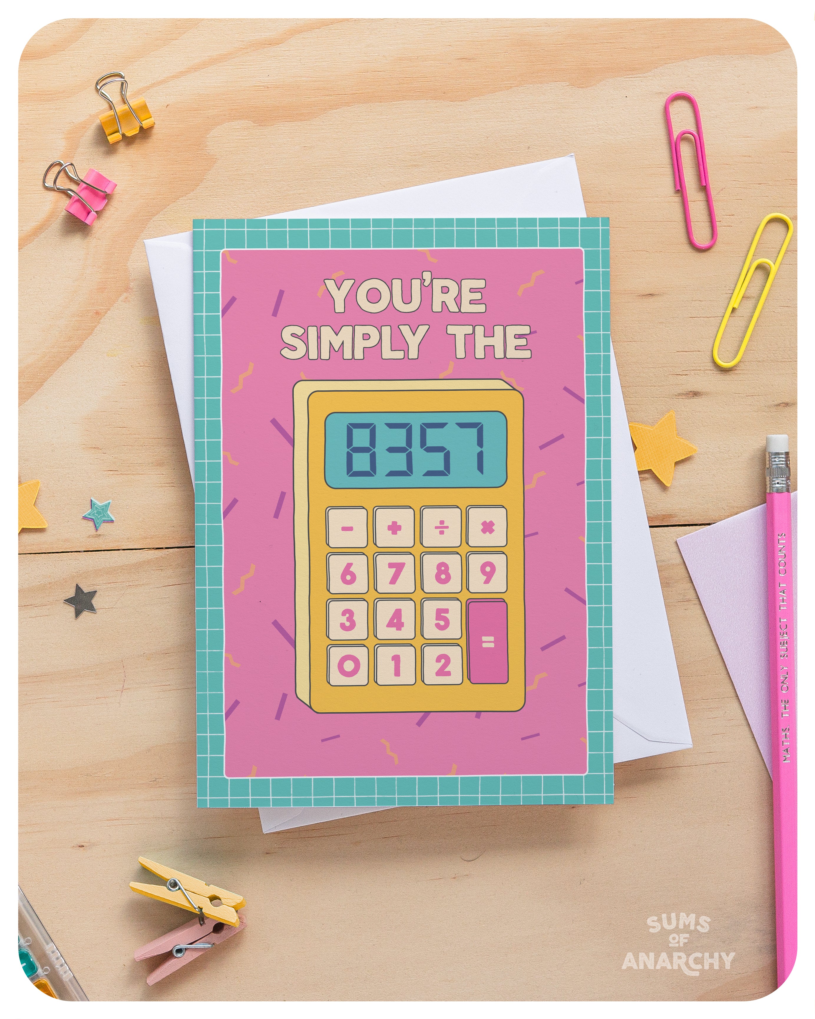 Fun Maths Joke Greeting Card – Sums of Anarchy