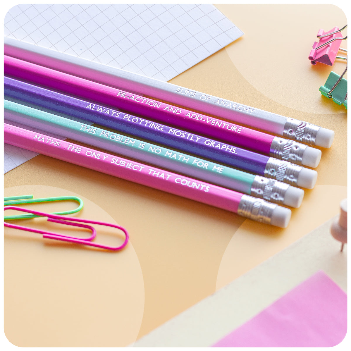 Funny Pun Maths Pencils Gift Set 2 – Sums of Anarchy